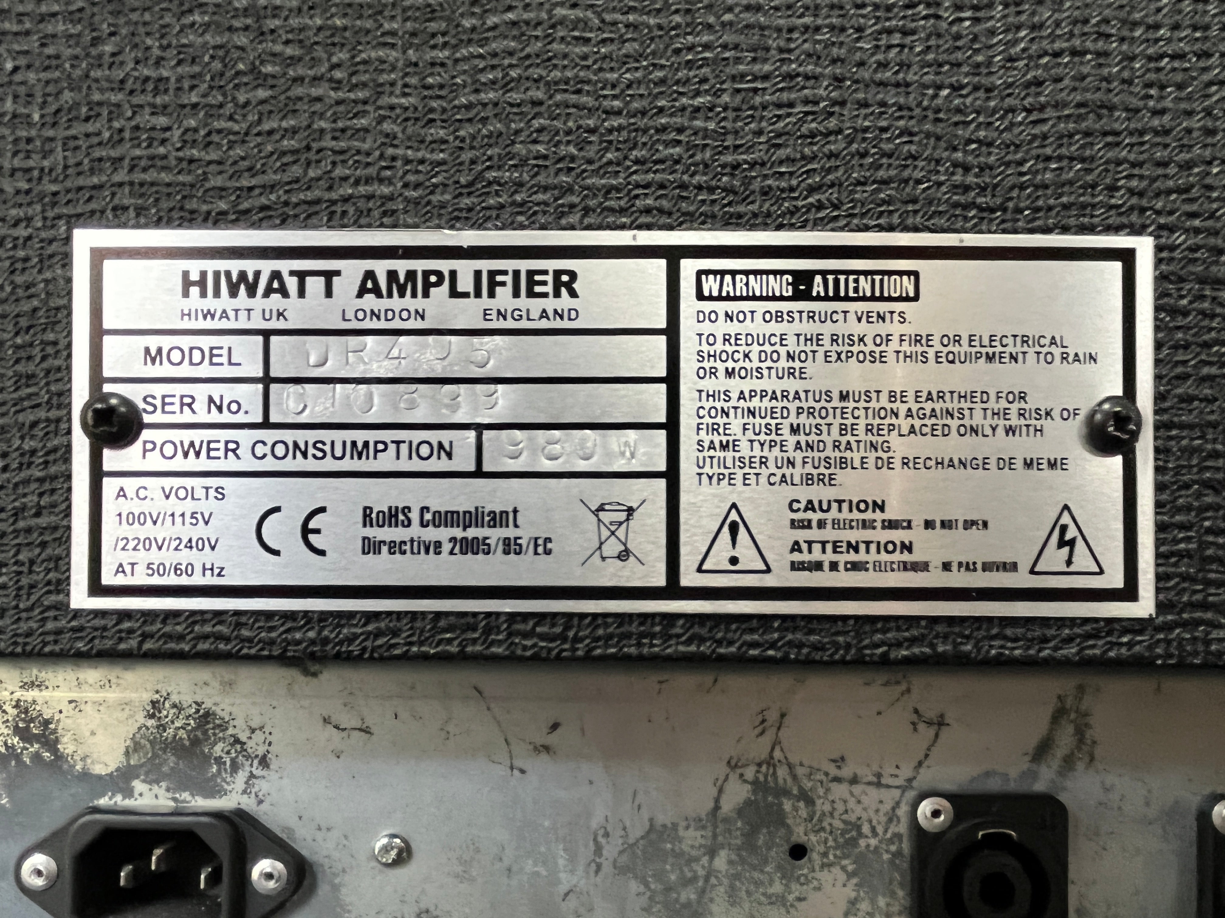 Hiwatt Custom DR405 Head – MotoMusic
